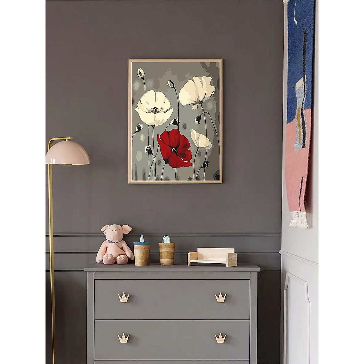 Paint by Numbers for Adults & Kids Easy for Beginner Ages 8-12 Flowers DIY Acrylic Paint Oil Painting on Canvas Drawing Paintwork Paintbrushes Art Crafts Wall Art Decorations 16"x20" Frameless