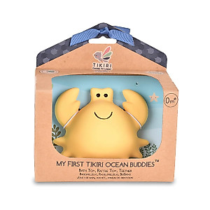 Tikiri Toys Ocean Buddies Crab Natural Rubber Rattle (Yellow)