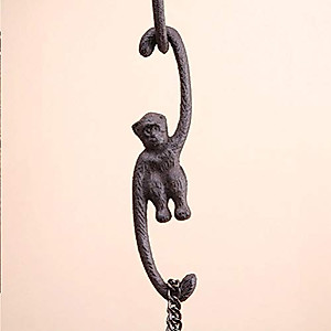 DOITOOL Cast Iron Large S Hooks Heavy Duty Monkey Gibbon Hooks Decorative Gardening Plant Hooks Door Wall Hanging Hats Organizer