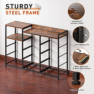 EnHomee Dresser for Bedroom with 11 Drawers Long Dresser TV Stand with Shelves Wide Dressers & Chests of Drawers Large Dresser for Bedroom Dresser, Sturdy Metal Frame, Wood Top, Rustic Brown