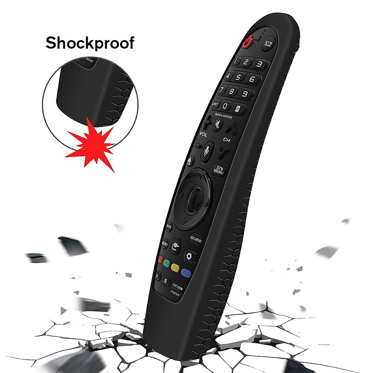 Silicone Protective Case for LG AN-MR20GA / AN-MR19BA / AN-MR18BA / AN-MR650A / AN-MR600 Remote Control [Anti-Lost] Anti Slip LG Magic Remote AKB75855501 Cover Skin Sleeve Protector (Black)