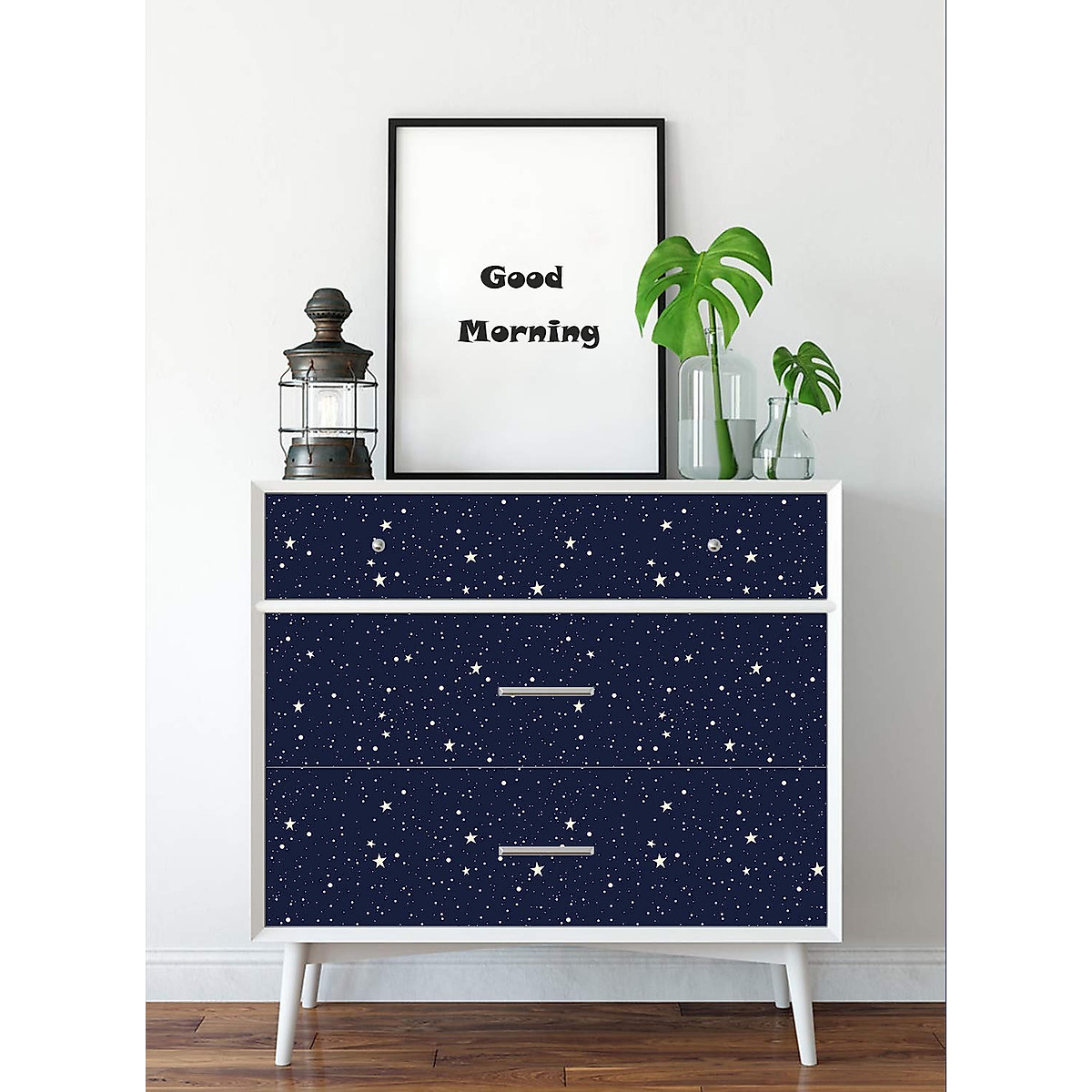 AMAZING WALL Peel and Stick Wallpaper Night Sky Moon and Stars Shiny Film Self Adhesive Wallpaper Contact Papaer,15.7x198inch