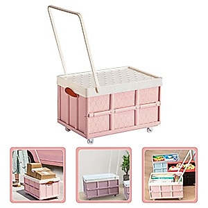 Cabilock Lidded Storage Bin Collapsible Storage Box Stackable Clothes Storage Box With Wheel
