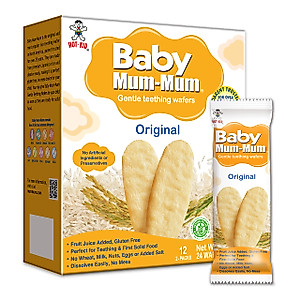 Hot-Kid Baby Mum-Mum Rice Rusks, Original, 24 Pieces (Pack of 6) Gluten Free, Allergen Free, Non-GMO, Rice Teether Cookie for Teething Infants