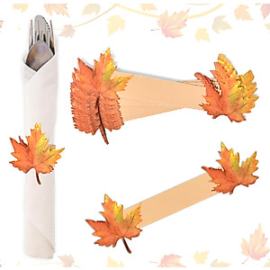Gift Boutique 100 Pieces Thanksgiving Paper Rings Harvest Maple Leaves Napkin Ring Holders Fall Band for Autumn Home Kitchen Dining Table Holiday Dinner Wedding Party Supplies Table Decorations