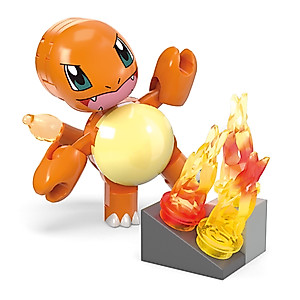 Mega Pokémon Building Toys Set Charmander’s Fire-Type Spin with 81 Pieces, 1 Poseable Character and Motion, for Kids