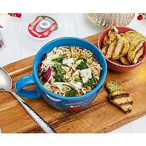 Silver Buffalo Peanuts Snoopy Chillin Ceramic Soup Mug With Vented Lid | Holds 24 Ounces