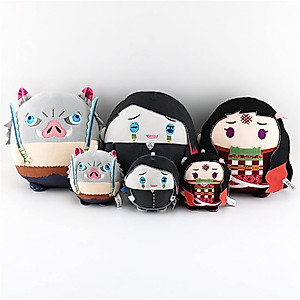 ZIFUNMUR Anime Plush Doll Toy Tanjirou Nezuko Stuffed Plushie Figures Keychain Decoration Kids Gifts Halloween Cosplay Props (Hashibira Inosuke, 20cm/7.87inch)