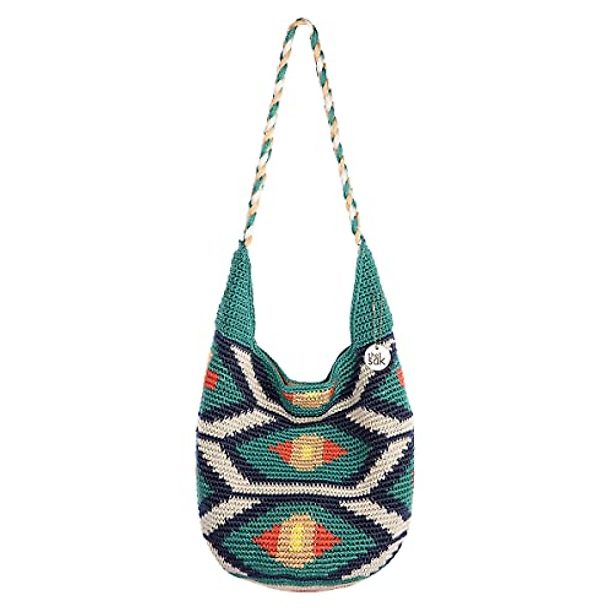 The Sak Back To Bali 120 Hobo Bag in Crochet, Large Shoulder Purse, Azure Senang
