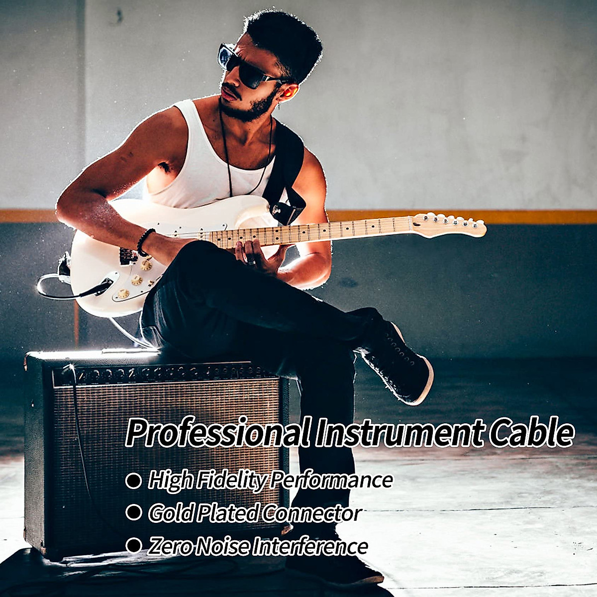 Sound harbor Guitar Cable, Guitar Amp Cord, Electric Guitar Instrument Cable 15 Feet, 1/4 Bass Guitar Cable