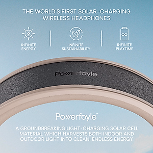 Urbanista Solar Powered Active Noise Cancelling Headphones with Infinite Playtime, Powerfoyle Self Charging Wireless Over Ear Bluetooth 5.0 Earphones, On Ear Detection, Los Angeles, Sand Gold