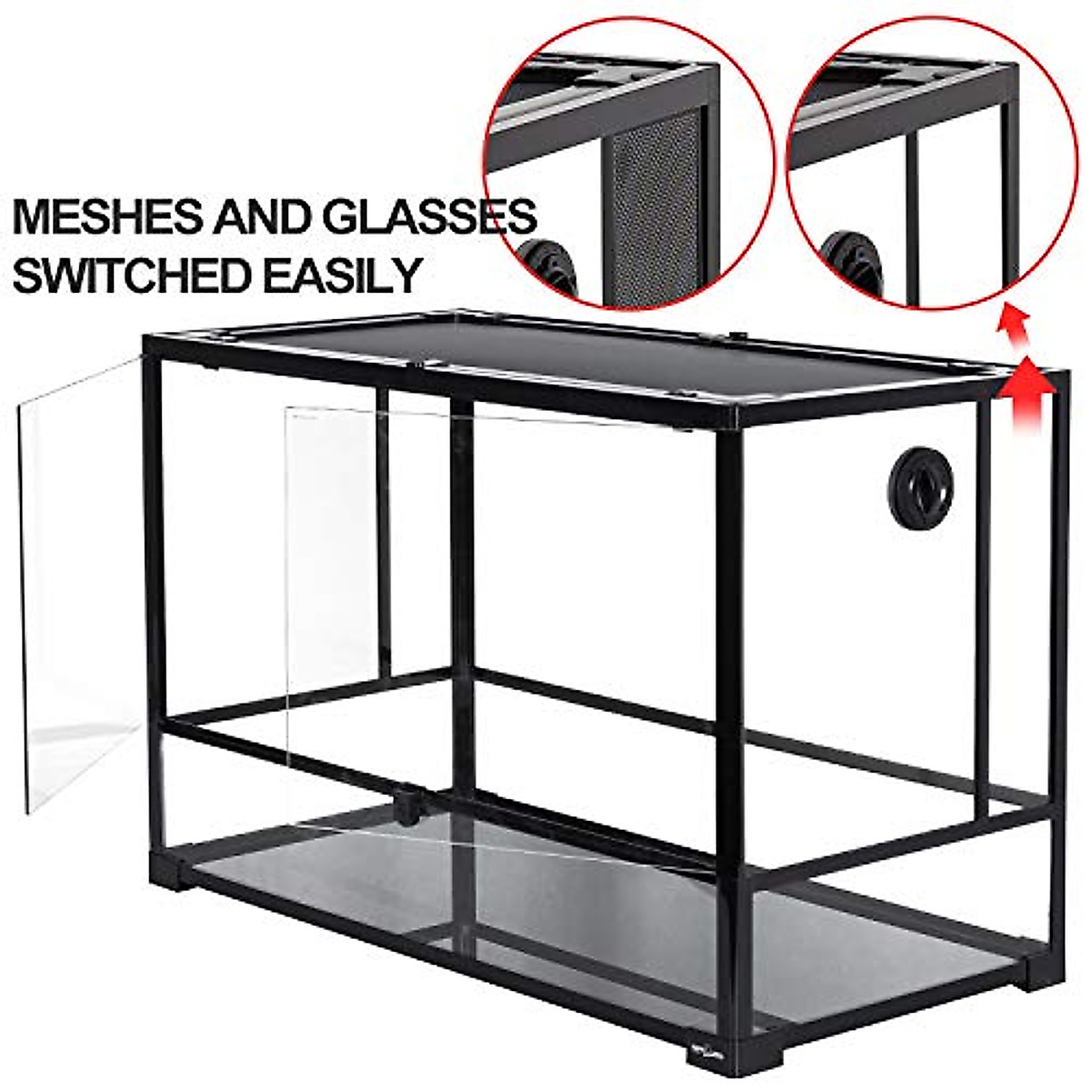 REPTI ZOO 67 Gallon Reptile Terrarium Reptile Large Glass Tank 2 in 1 Side TOP Screens Crested Gecko Tank Double Hinge Door Tortoise Tank Reptile Terrarium Lizard Tank Tree Frog Terrarium