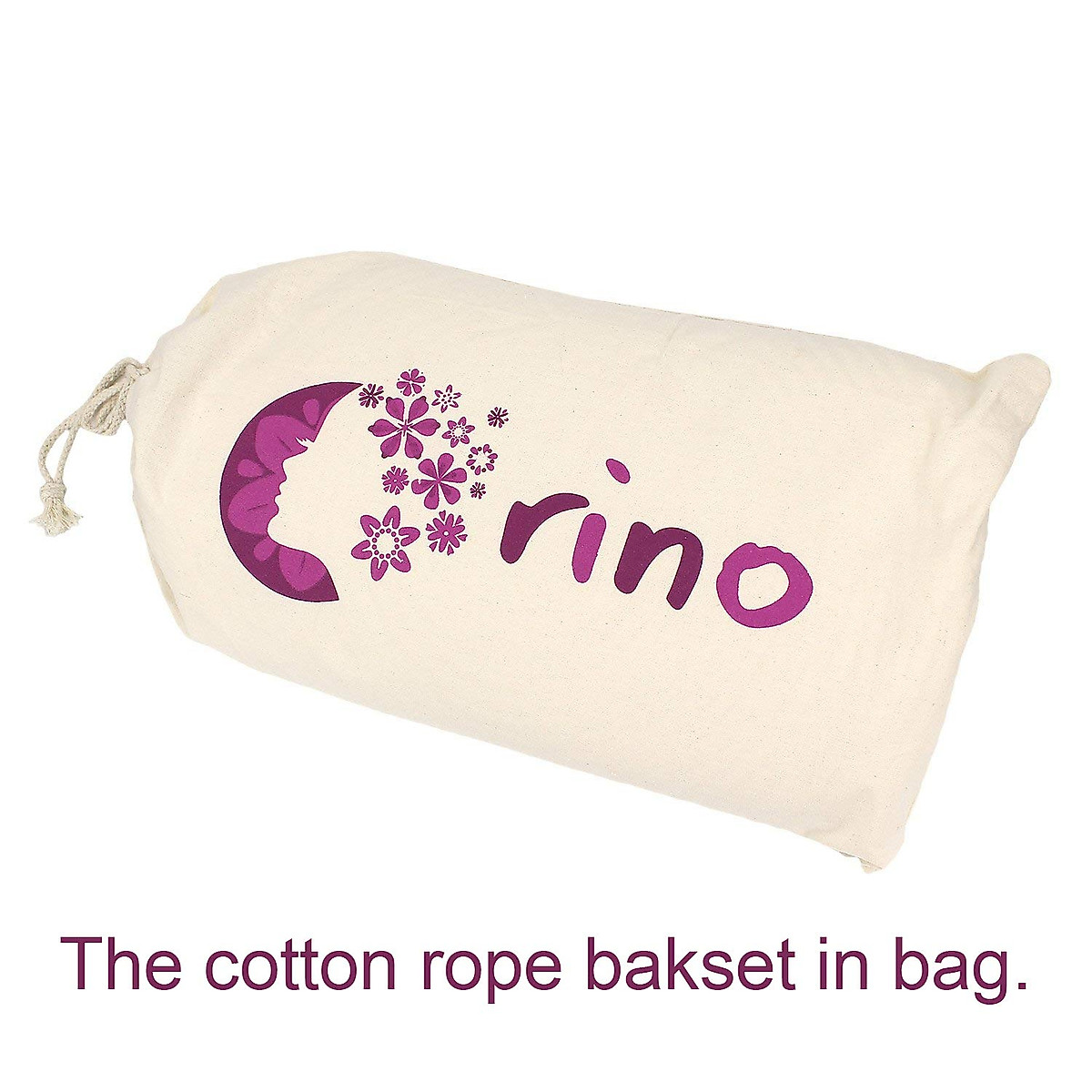 Orino Natural Two Small Cotton Rope Storage Basket with Handles Soft Durable Laundry Toy Pet Storage Nursery Home Decorations Bin (11.81x10.23x6.23 inch, Medium, Off White)