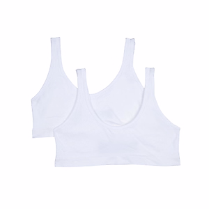 Hanes Girls' Big Seamless ComfortFlex Fit Cozy Pullover Bra 2-Pack, WHT/WHT, X Large