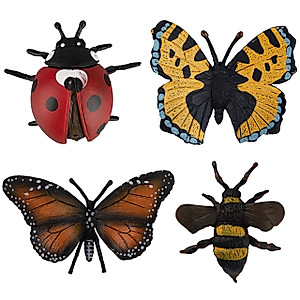 Toymany 12PCS Realistic Bugs Figures Toys - Plastic Insects Figurines Set with Bee Beetle Mantis Spider Ladybug Butterfly Scorpion - Halloween Party Favor School Project Gift for Kids Toddlers