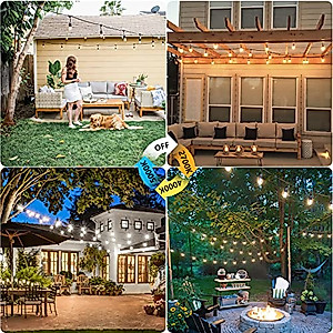Mlambert 2 Pack 3-Color in 1 48Ft LED Dimmable Outdoor String Lights with Remote for Patio, Plug-in Warm White Soft White Daylight White Waterproof Hanging Edison Bistro Cafe Light-Total 96Ft