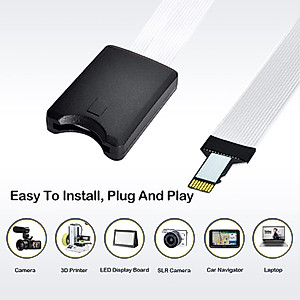 ASHATA Mini SD to Mini SD Card Extension Cable Adapter Flexible Extender with Case, TF to TF Extender Cable for 3D Printer/Car/GPS/Camera/DVD/DVR/LED Display Board (60CM)