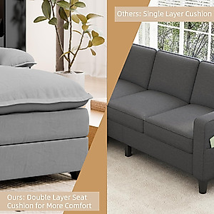 JAMFLY Sectional Couches for Living Room, U-Shaped Couch 4 Seat Sofas with Double Chaises, Modular Sectional Sofa Set for Apartment Furniture for Apartment, Light Grey