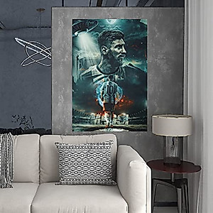 Kroity Football Stars Messi Canvas Poster Art Wall Decor (Unframed) (30cm×45cm) (12in×18in) for Living Room