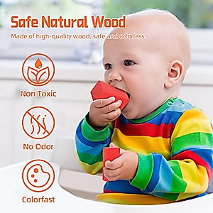 GEMEM 48 Pieces Building Blocks for Toddlers 3 Year Old, Alphanumeric Wooden Blocks for Kids Ages 4-8, Stacking Wooden Block Educational Toy with Wooden Box, Montessori Toys for 3 Year Old Girls Boys