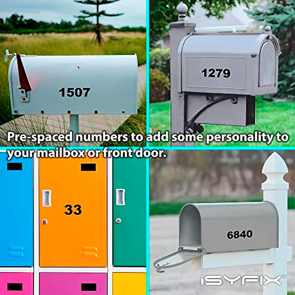iSYFIX Black Vinyl Numbers Stickers – 2 Inch Self Adhesive (2 Sets)- Premium Decal Die Cut and Pre-Spaced for Mailbox, Signs, Window, Door, Cars, Trucks, Homes, Businesses, Address Numbers, Indoor or Outdoor