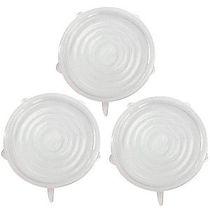 3 PCS 9.8in Large Silicone Stretch Lids Safe in Microwave Dishwasher Refrigerator, Reusable Durable Expandable Food Covers or Bowl Covers to Keep Food Fresh Eco-friendly
