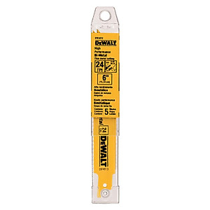 DEWALT Reciprocating Saw Blades, Straight Back, Bi-Metal, 6-Inch 24 TPI, 5-Pack (DW4813)