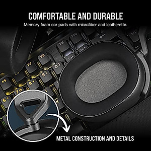 Corsair HS65 SURROUND Gaming Headset (Leatherette Memory Foam Ear Pads, Dolby Audio 7.1 Surround Sound on PC and Mac, SonarWorks SoundID Technology, Multi-Platform Compatibility) Carbon