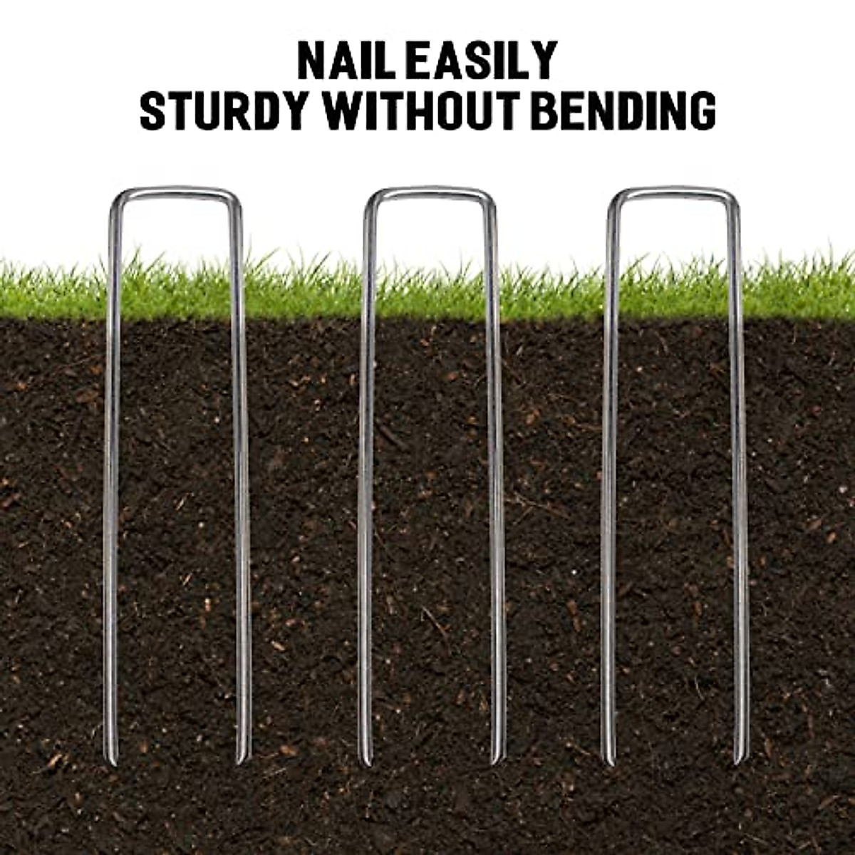 TiTifield Landscape Staples 4 Inch 50 Pack 12 Gauge, Garden Staples Galvanized Ground Stakes Anti-Rust Landscape Fabric Staples Garden Stakes for Irrigation Tubing, Fence, Weed Barrier, Ground Cover