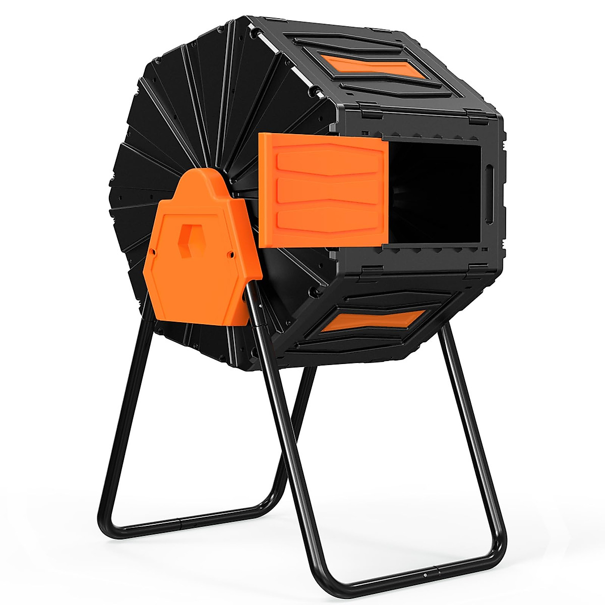 Marcytop Compost Tumbler, Easy Assemble & Efficient Outdoor Compost Bin, 22.5 Gallon/85 Liter High-Volume Tumbling Composter for Garden, Kitchen, and Yard Waste, Orange Door