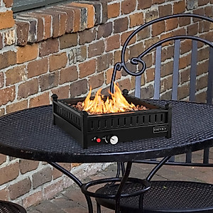 Tangkula Portable Tabletop Propane Fire Pit, Patiojoy 40,000 BTU Table Top Fireplace with Simple Ignition System, Adjustable Flame, Square Propane Firepit Bowl for Outdoors, Fit 2” Umbrella Hole Table