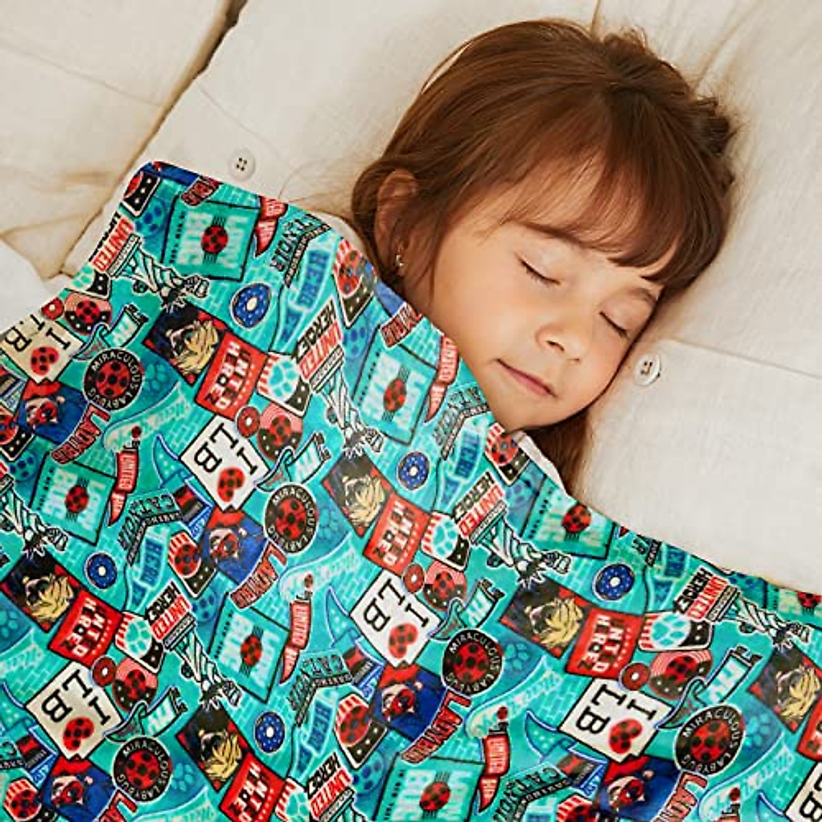 ZonLi Kids Blanket Flannel Fleece Throw 50" x 60" Miraculous Ladybug and Cat Noir Blankets for Toddler Fuzzy Plush Bluey Cozy Lightweight Blanket for Boys Birthday Saint Patrick Easter Gifts Idea