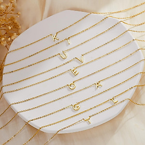 Initial necklace for Women 14k Gold Plated Dainty Letter K Necklaces Tiny Cute Initial Pendant Choker Simple Trendy Personalized Letter Name Necklaces Jewelry Gift for Women