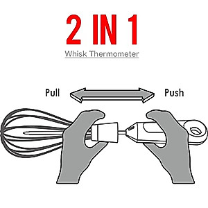 Iqidot Stainless Steel Wire Whisk & Digital Instant Read Thermometer can be Hot Chocolates Whisk Thermometer or Digital Candy Thermometer for Icing Creamer, Yogurt, Sauces and Homemade Soup Thicken