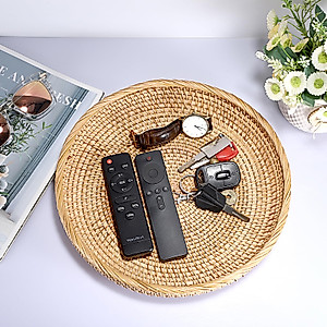 Hipiwe Round Key Basket Bowl for Entryway Table, 11.8" Large Rattan Basket Tray Decorative Ottoman Trays Centerpiece Tray for Coffee Table, Hand-Woven Fruit Basket Wicker Serving Tray