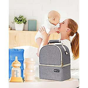 Breast Pump Bag with Ice Pack -Multi-Function Breastmilk Cooler Bag & Lunch Bag Fit As Baby Milk Bottles,Fruits,Coke for Travel-Black