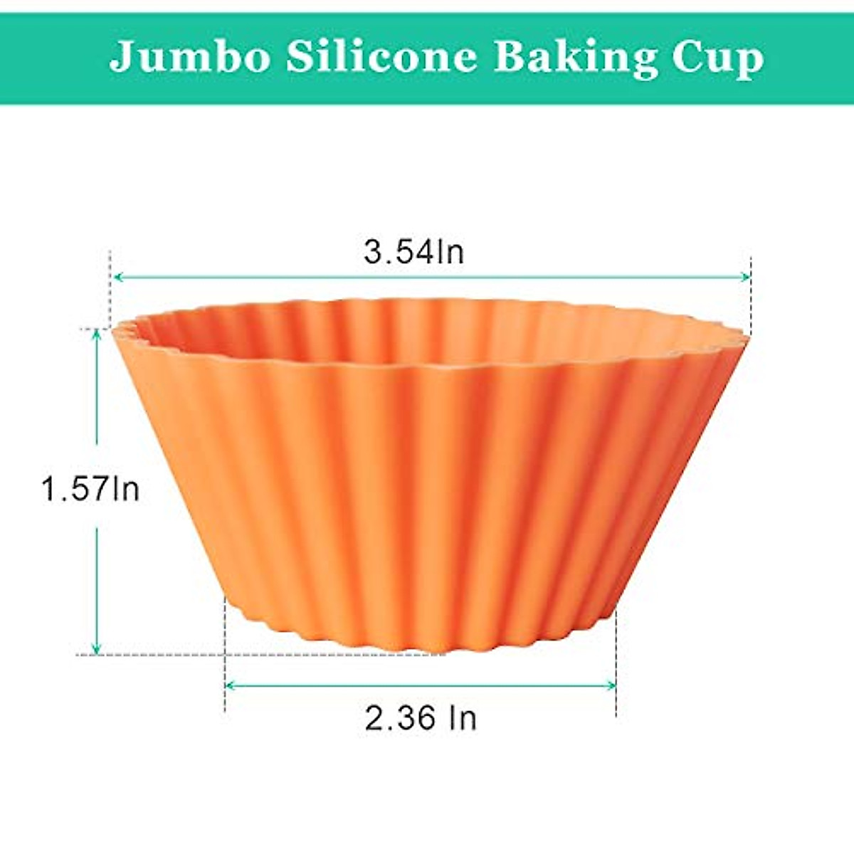 BiaoGan Extra Large Reusable Silicone Baking Cups,12 Pack Nonstick Muffin and Cupcake Liner,6 Rainbow Colors