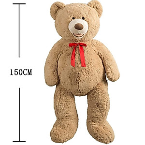 HollyHOME Teddy Bear Plush Giant Teddy Bears Stuffed Animals Teddy Bear Love Big Footprints 5 Feet Brown