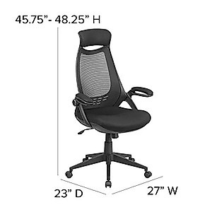 Flash Furniture Ivan High Back Black Mesh Executive Swivel Office Chair with Flip-Up Arms