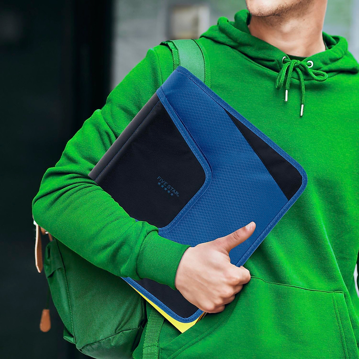 Five Star Zipper Binder, 1-1/2 Inch 3-Ring Binder for School, 3 Pocket Expanding File, 500 Sheet Capacity, Blue (72202)