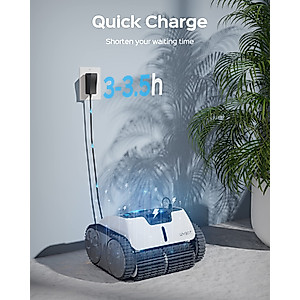 WYBOT Cordless Robotic Pool Cleaner, Ultra Strong Suction, Wall Climb Pool Vacuum with Intelligent Route Planning, Lasts 110Mins, Triple-Motor, Ideal for In-Ground Pools Up to 60 Feet (Black) (WY004)