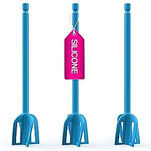 Epoxy Resin Mixer Silicone Paddles - 3 Reusable Pixiss Multipurpose Bidirectional Paint Stirrer for Drill Epoxy & Paint Mixer Drill Attachment - Paint Stirrers Epoxy Stirrer - Paint Mixer for Drill