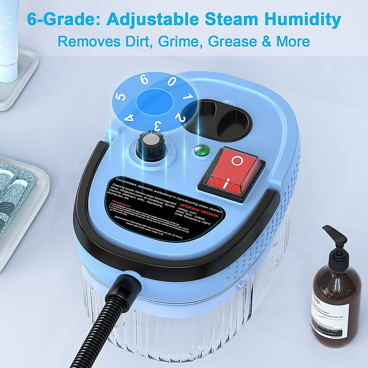 AUXCO Steam Cleaner, 1200ml High Pressure Steamer for Cleaning Handheld Steam Cleaner for Home,High-Temperature Steamer Cleaner for Car,Upholstery,Kitchen, Bathroom,Car Detailing,Grout and Tile