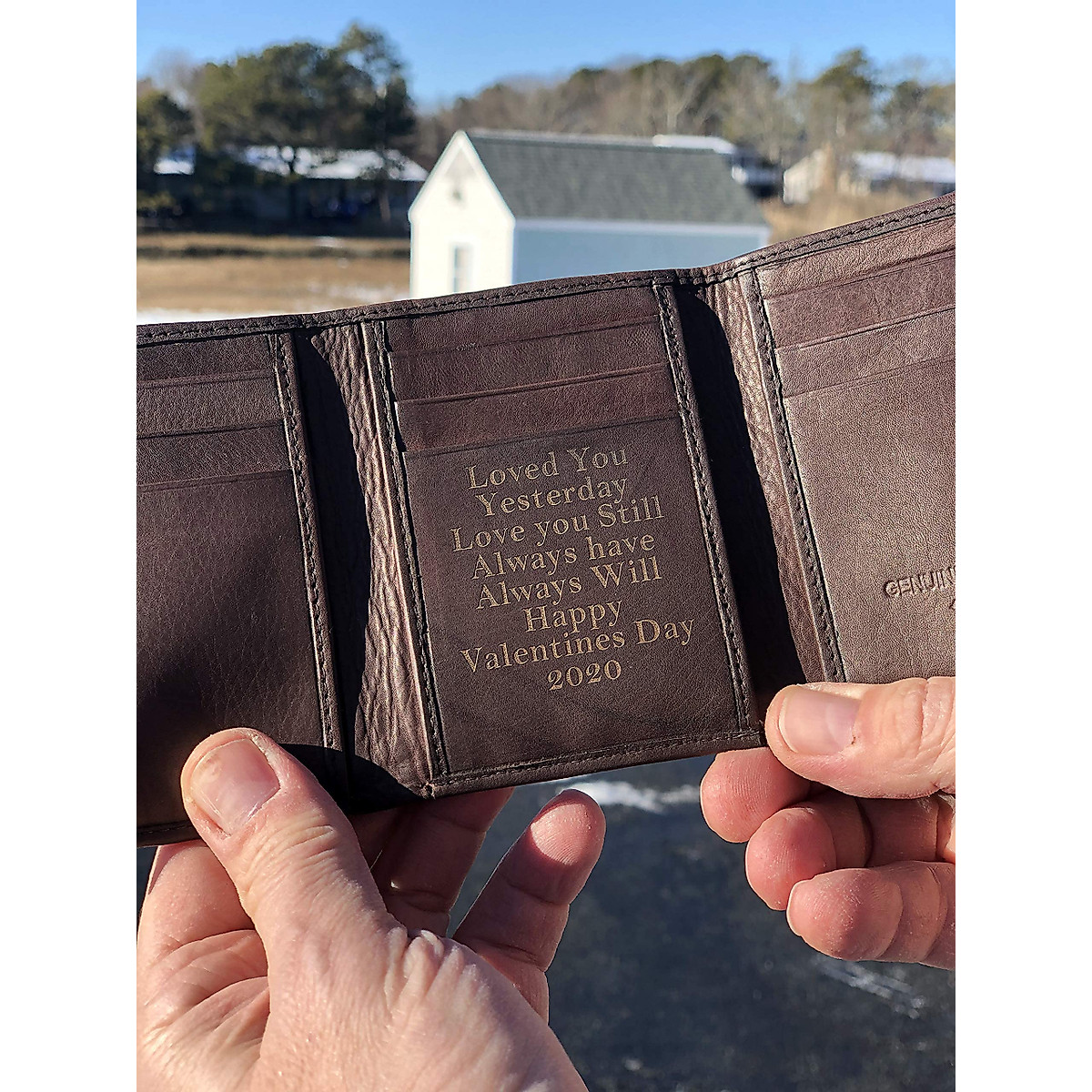 Genuine Leather Tri Fold Personalized Mens Wallet (777)