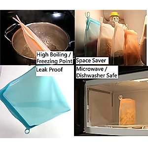All- Purpose Reusable Silicone Ziplock Bag | Stand-Up: Small, Medium, Large | Space Saver | Travel Essentials, Make-up | Meal Prep | Storage | BPA free | Latex free| PVC free (Set of 4)
