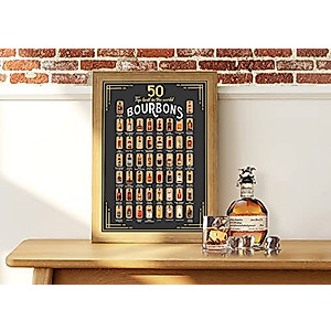 The Bourbon Bucket List 50 Best Bourbons Scratch Off Poster - Gift For Whiskey Lover, Bar, Game Room or Man Cave - Bourbon poster - Men poster - Bourbon gifts - Whiskey gift, 13,3*1,9*1,9