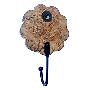 ETROVES Wooden Towel Hook Decorative Boho Flower. Wall Mounted Single Hook for Hanging Coat, Hat, Towel, Bag, Rope (6 Inch) (White)