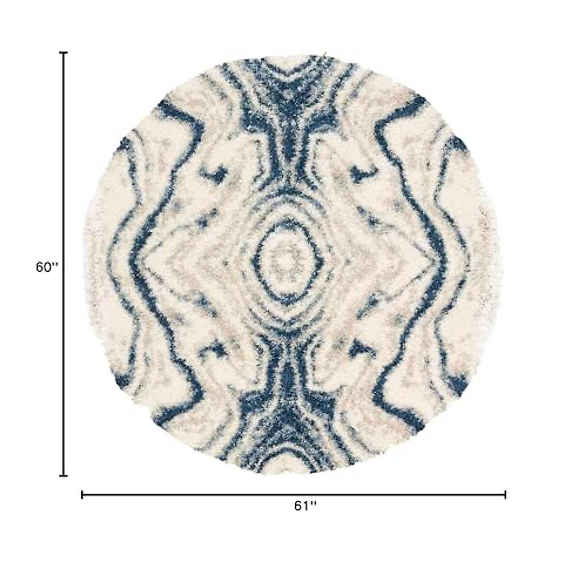 Unique Loom Hygge Shag Collection Area Rug - Valley (5' Round, Blue/ Gray)