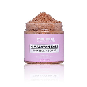 Malibu Organics Himalayan Scrub – All-Natural Body Exfoliant with Collagen and Stem Cells - Organic Body Scrub to Exfoliate and Moisturize Skin – Deep Cleansing Himalayan Pink Salt Scrub – 8.8oz