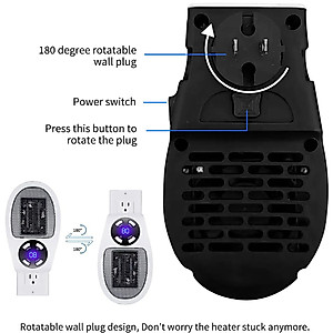 Mik-Nana 500W Space heater, Wall Outlet Electric Space Heater as Seen on TV with Adjustable Thermostat and Timer and Led Display, Compact for Office Dorm Room